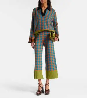 La DoubleJ Intarsia Knitted Straight Wool Pants