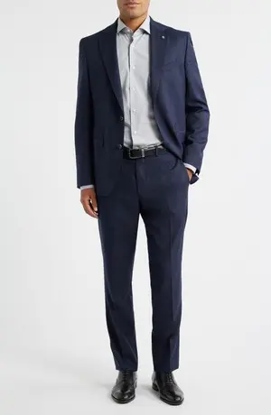 JACK VICTOR Esprit Deco Plaid Wool Suit - Navy