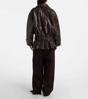 Victoria Beckham Leather Jacket With Detachable Belt - Brown