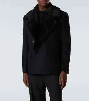 Dolce & Gabbana Shearling-trimmed Virgin Wool Blazer