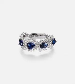 SUZANNE KALAN 18kt White Gold Ring With Sapphires And Diamonds - Silver