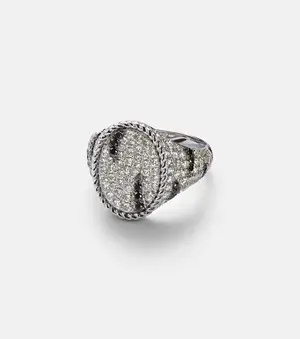 Yvonne Léon Zèbre White Gold Diamond Pinky Ring - Silver