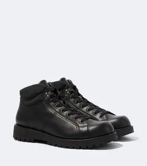Prada Leather Lace-up Boots - Black