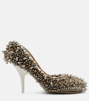 Dries Van Noten Embellished Leather-trimmed Pumps