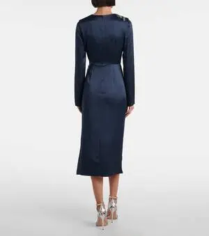 Erdem Crystal-embellished Satin Cady Cocktail Dress - Blue