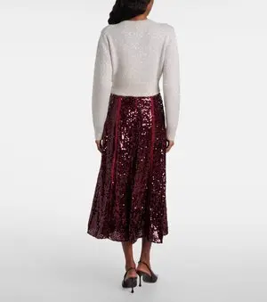 Erdem Embellished Cropped Alpaca-blend Cardigan - Beige
