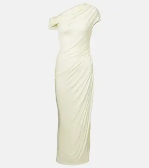 Galvan Draped One-shoulder Midi Dress
