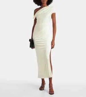 Galvan Draped One-shoulder Midi Dress