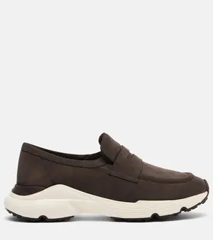 TOD'S Shearling-lined Leather Slip-on Shoes - Brown