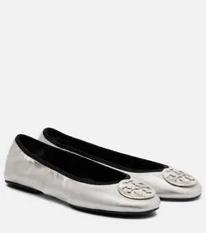 Tory Burch Silver Tone Flats For Women