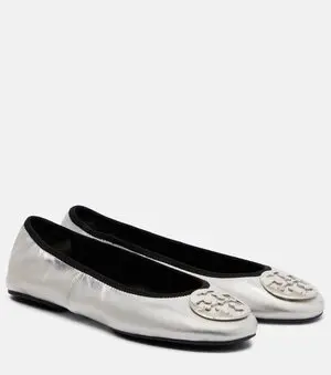 Metallic Leather Ballet Flats