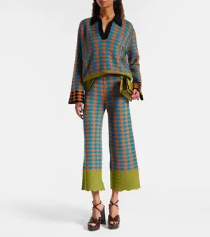 La DoubleJ Intarsia Knitted Wool Pants - Multicoloured