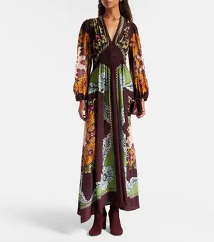 La DoubleJ Printed Silk Maxi Dress