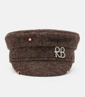 Ruslan Baginskiy Pierced Wool-blend Newsboy Cap - Brown