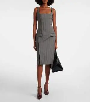FERRAGAMO Chevron Wool-blend Midi Dress