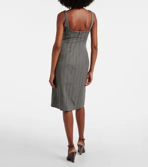FERRAGAMO Chevron Wool-blend Midi Dress