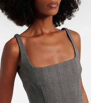 FERRAGAMO Chevron Wool-blend Midi Dress