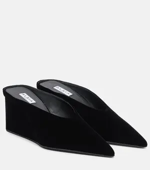 ALAÏA Alaïa Cube 75 Velvet Wedge Mules