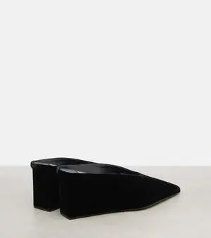 Alaïa Cube 75 Velvet Wedge Mules - Black