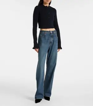 Alaïa Cube 75 Velvet Wedge Mules - Black
