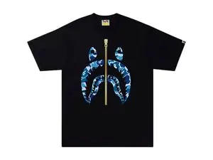 A BATHING APE Abc Camo Shark Tee Shirt - Black/blue