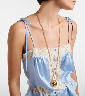 Chloé Lace-trimmed Silk Satin Camisole - Blue