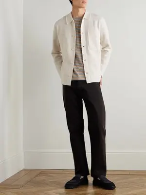 Nn07 Jonas 6398 Brushed Merino Wool Overshirt - Neutrals