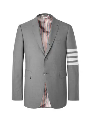 Thom Browne Grey Slim-fit Striped Wool Suit Jacket - Gray