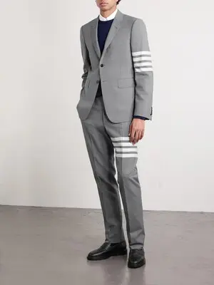 Thom Browne Grey Slim-fit Striped Wool Suit Jacket