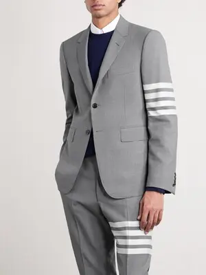 Thom Browne Grey Slim-fit Striped Wool Suit Jacket