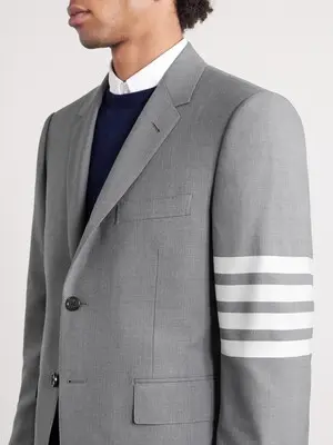 Thom Browne Grey Slim-fit Striped Wool Suit Jacket