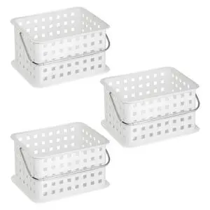 IDESIGN Small Stackable Shower Caddy Basket - White