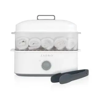 ZADRO Facial Towel Steamer With Tongs - White/gray