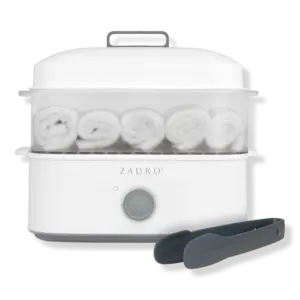 ZADRO Facial Towel Steamer With Tongs - White/gray