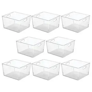 IDESIGN Large Plastic Bathroom Storage Organizer Bin With Handles - One-color