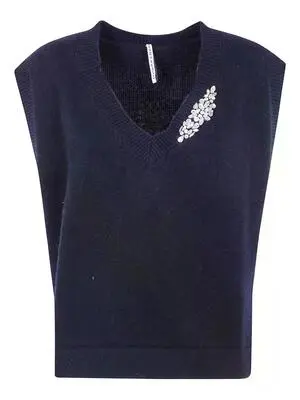 Liviana Conti V-neck Cashmere Vest - Blue