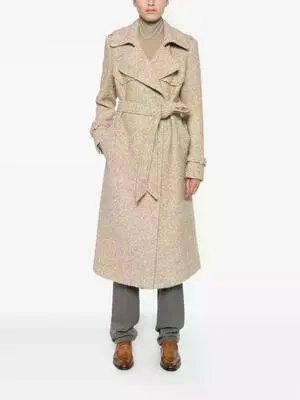 Tagliatore Belted Herringbone-pattern Coat
