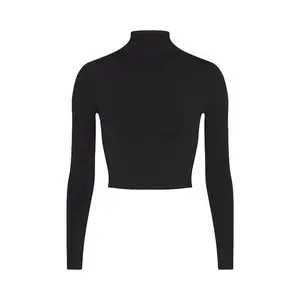 NIKESKIMS Vintage Seamless Mock Neck Crop Top - Black
