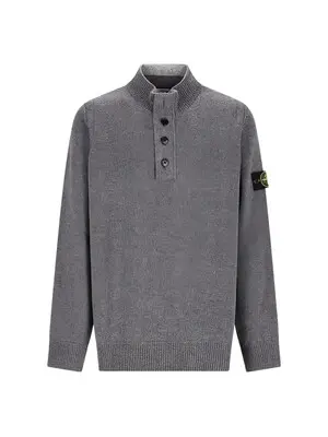 Stone Island Long-sleeved Polo Shirt With Buttons - Grey