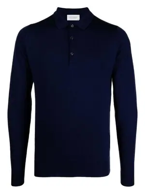 John Smedley Long Sleeve Polo - Green