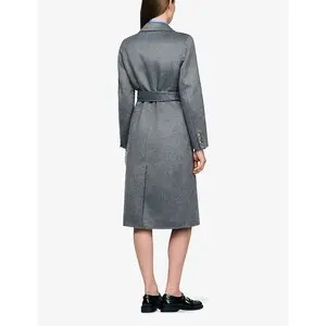 Sandro Double-breasted Tie-belt Wool-blend Coat