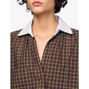Sandro Checked Oversized Cotton Shirt