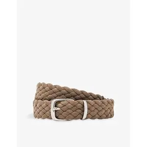 REISS Woven Suede Belt - Light Stone