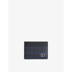 Burberry Branded Faux-leather And Canvas Card Holder - Navy
