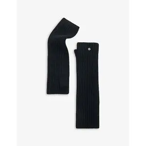 Maje Wool And Cashmere Fingerless Mittens - Black