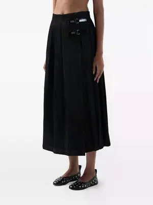 Gcds Buckle Pleated Midi Skirt
