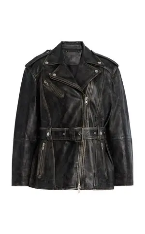 STAND STUDIO Leona Leather Biker Jacket - Black