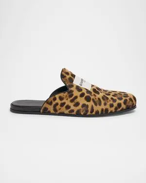 Givenchy Leopard Calf Hair Mules - Black Beige
