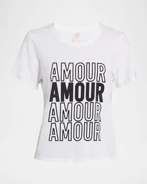Cinq À Sept Embellished Amour Graphic Tee - White/blac