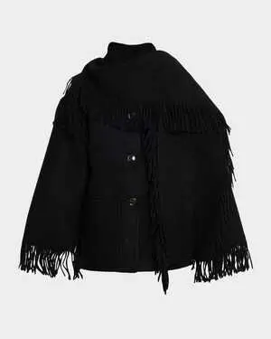 TOTÊME Fringed Scarf Jacket - Black